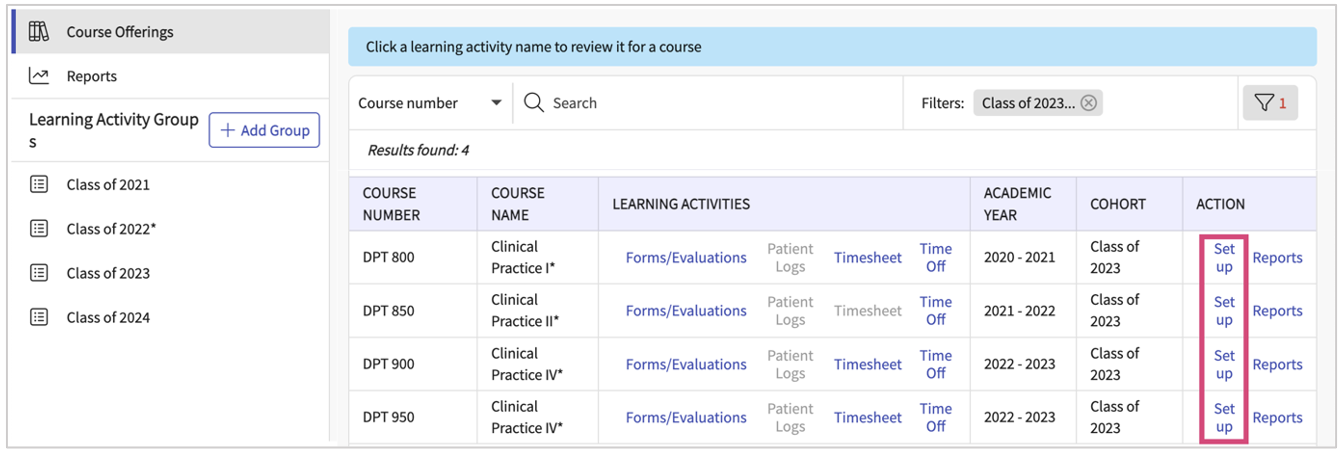 Managing Course Activities – Activating Time Off – Exxat