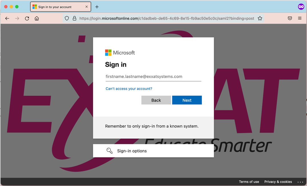 Logging into Exxat via SSO – Exxat