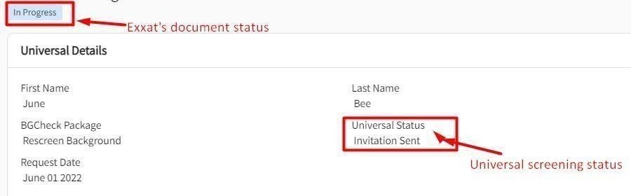 Request Universal Background Check – Exxat