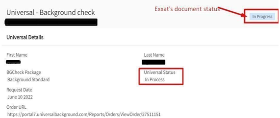 Request Universal Background Check – Exxat