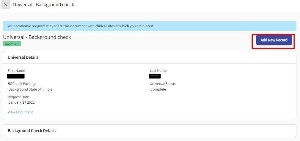 Request Universal Background Check – Exxat
