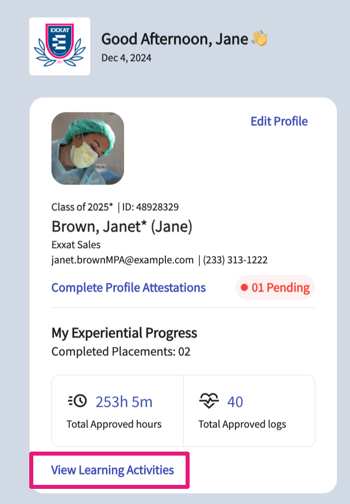 Requesting / Logging Time Off – Exxat