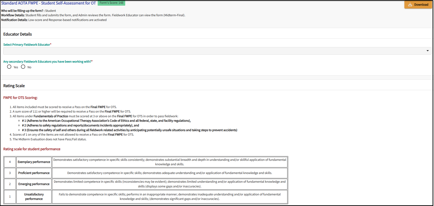 Fieldwork Performance Evaluation Tool – Exxat