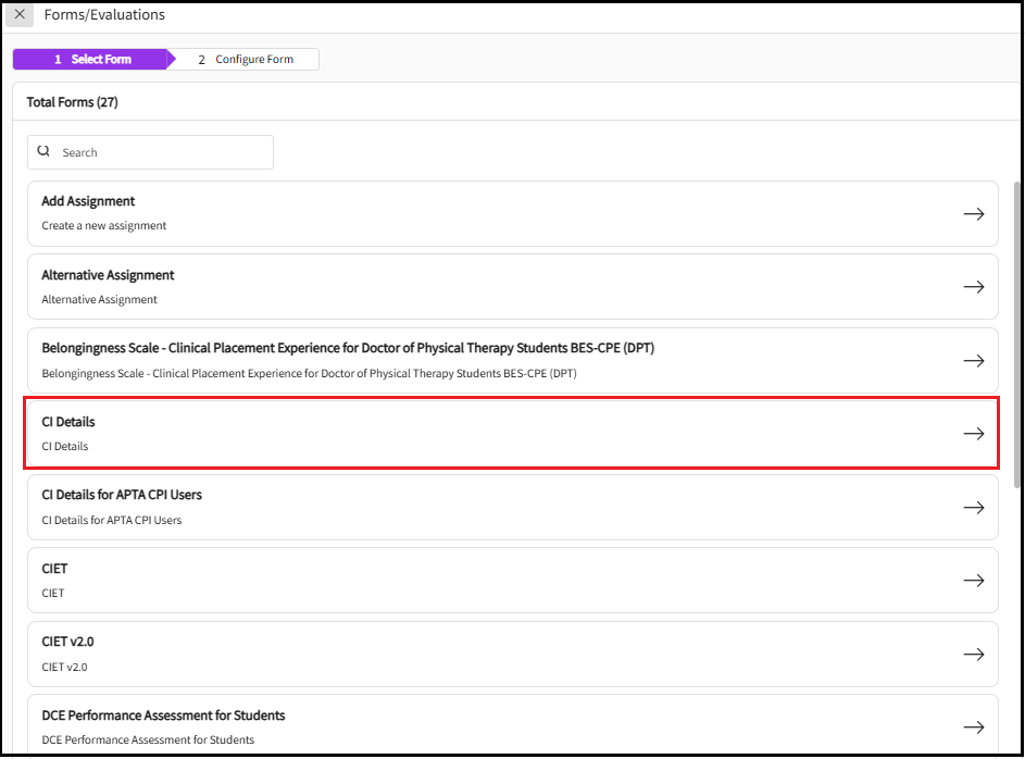 Activating and Reviweing the CI Details form – Exxat