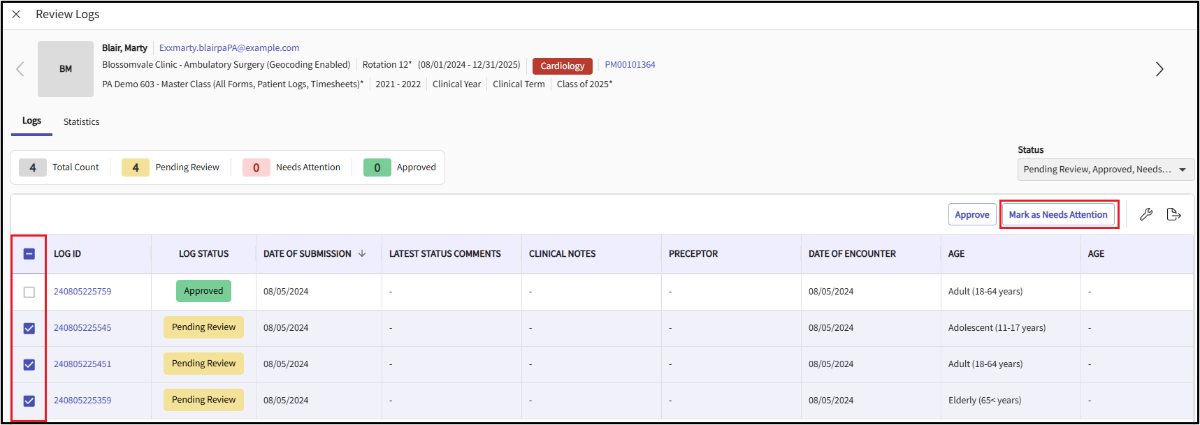 Reviewing Patient Logs and Patient Log Reports – Exxat